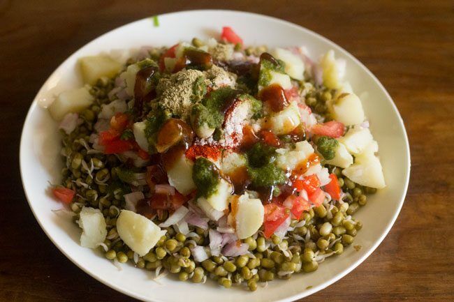 Sprouted Green Moong Chaat Recipe by Lavleen Kaur
